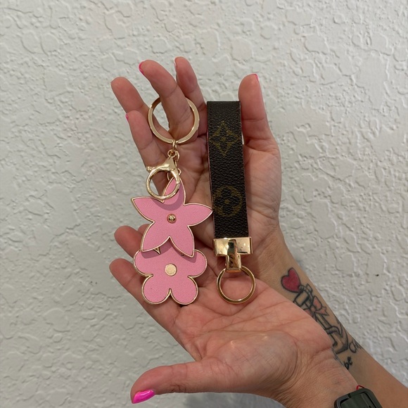 Accessories | Louis Vuitton Patterned Pink Floral Charm Keychains ...